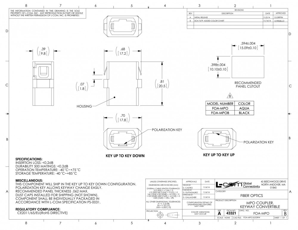 L-com FOA-MPO technical drawing