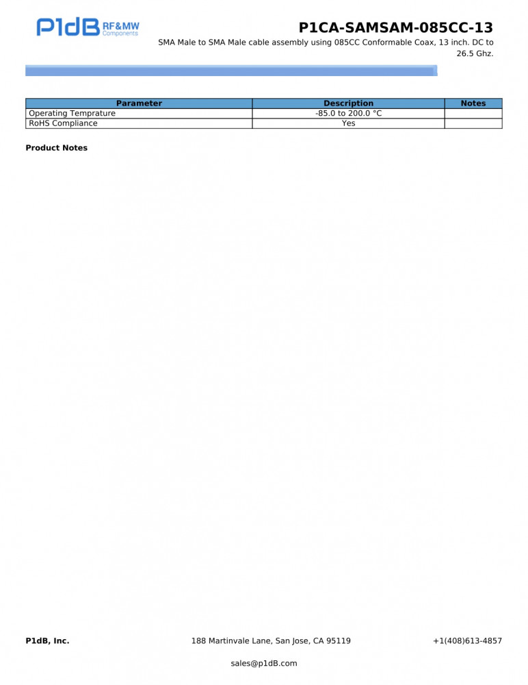 P1CA-SAMSAM-085CC-13 product documentation, page 2