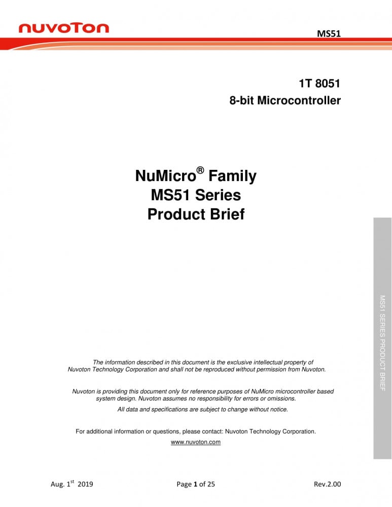Nuvoton MS51 Series document page 1