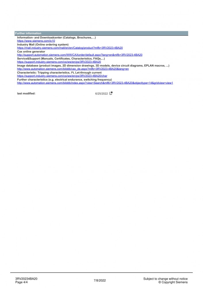 3RV20234BA20 technical document page 4