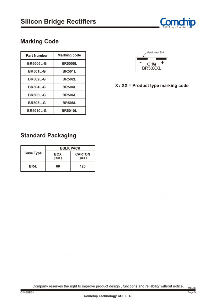 Comchip BR5005L-G through BR5010L-G datasheet page 3