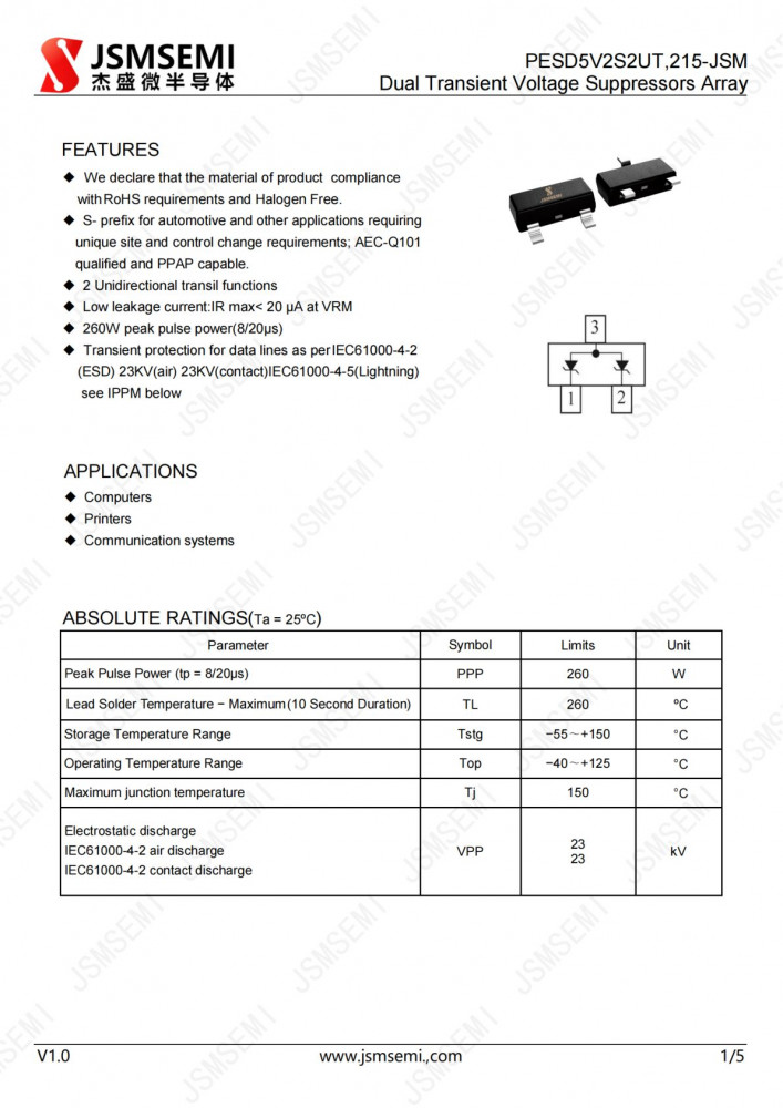 PESD5V2S2UT,215-JSM datasheet page 1