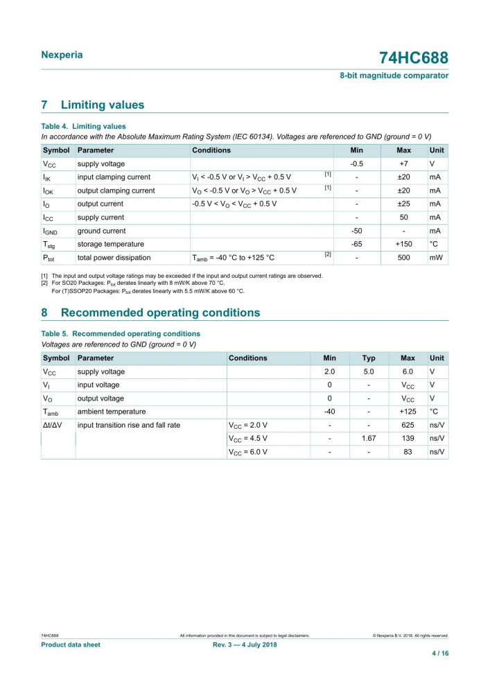 74HC688PW datasheet page 4
