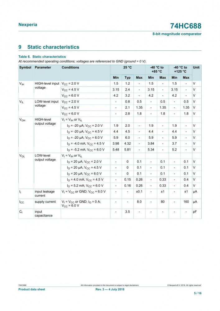 74HC688PW datasheet page 5