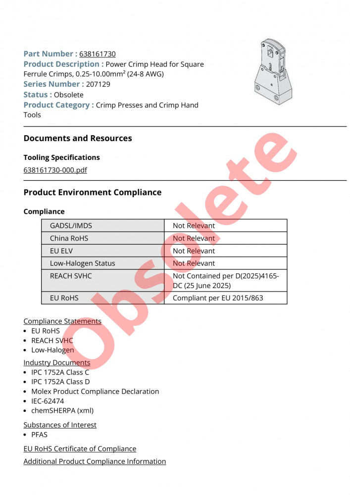 Tooling specification document image, page 1
