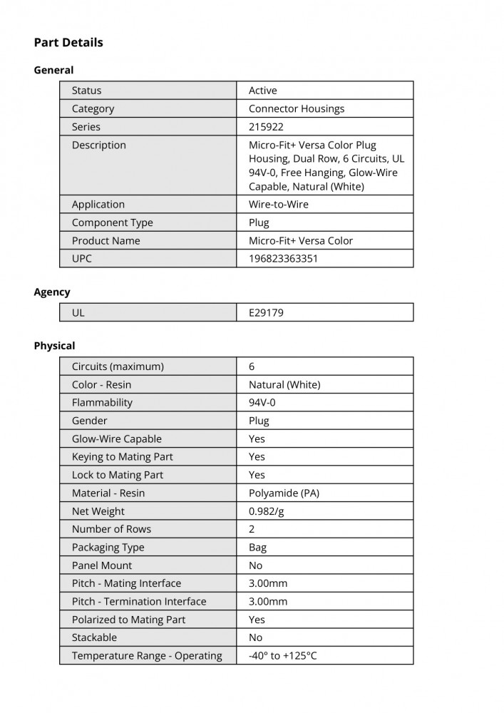 Technical document image 2 for MOLEX 2159220611