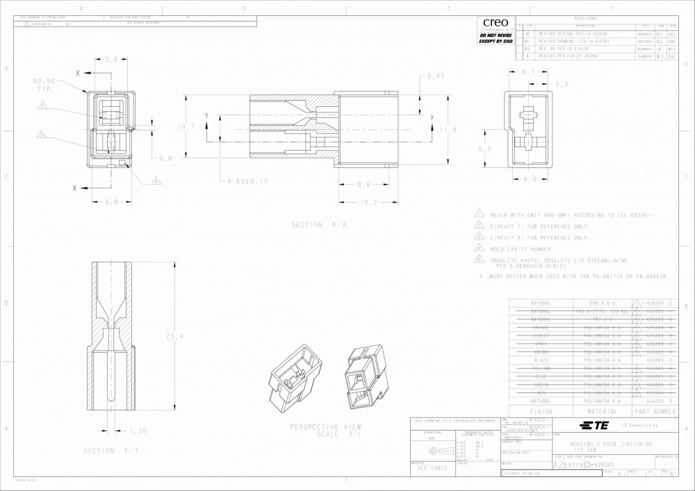 TE Connectivity 626065-5 controlled drawing
