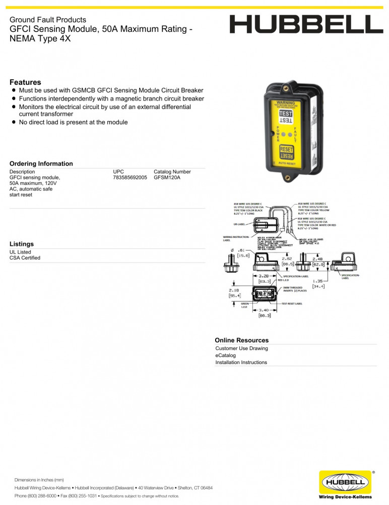 Burndy GFSM120A product documentation image