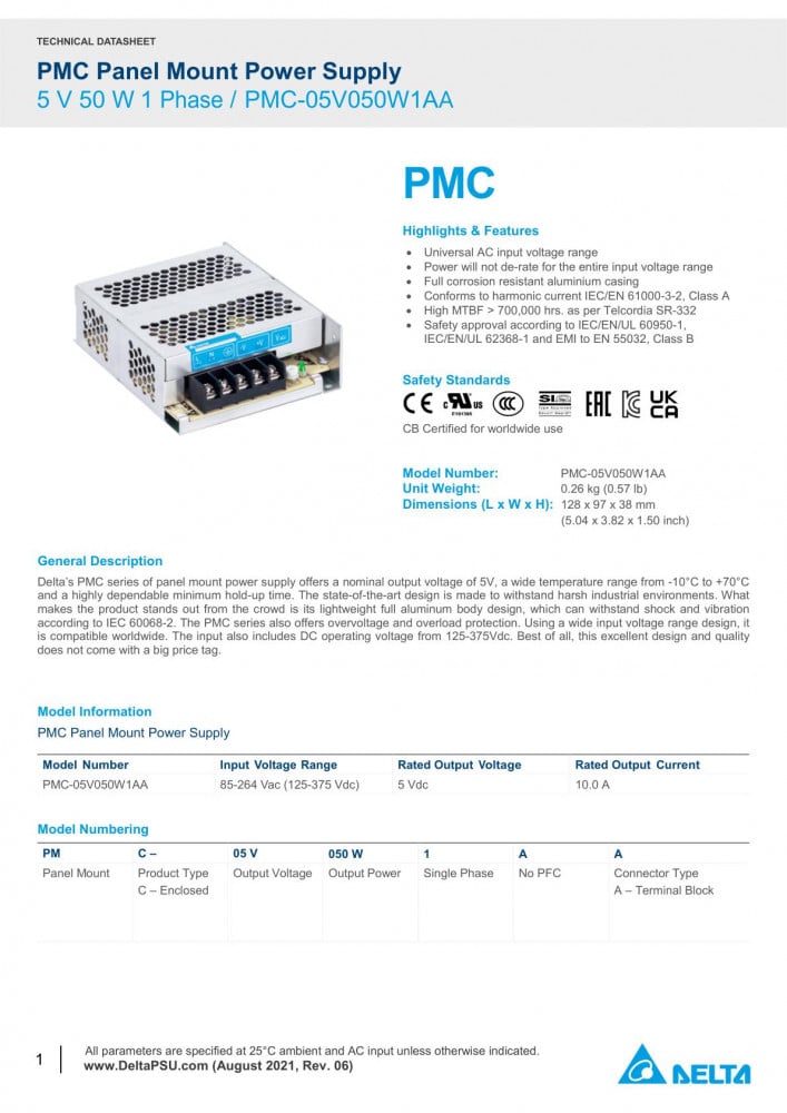 PMC-05V050W1AA datasheet page 1