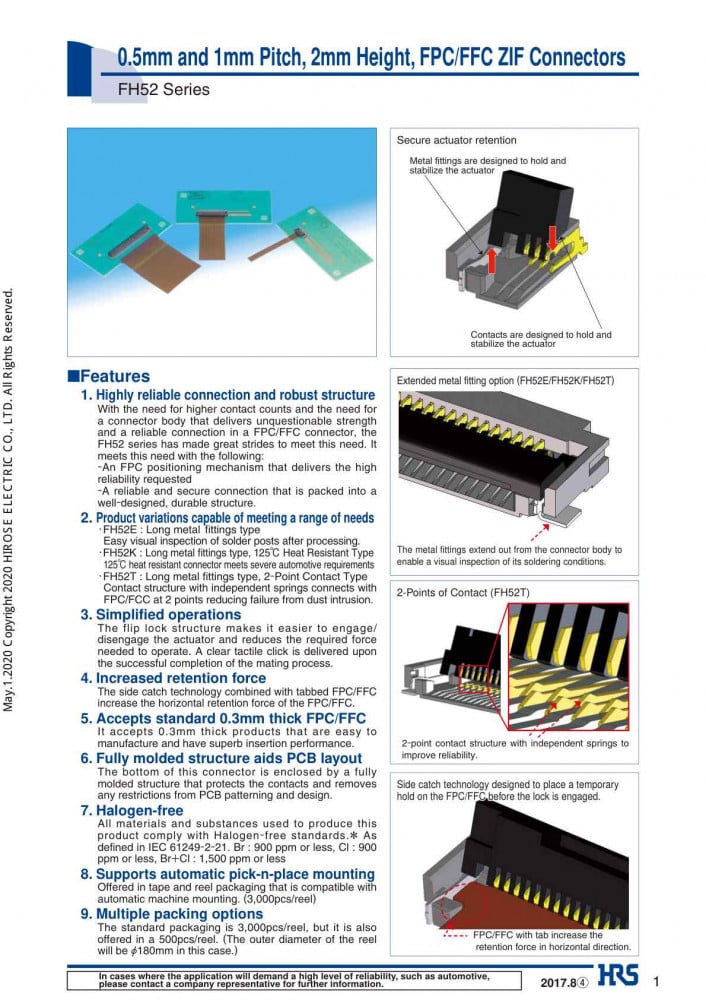 HRS FH52 datasheet page 1