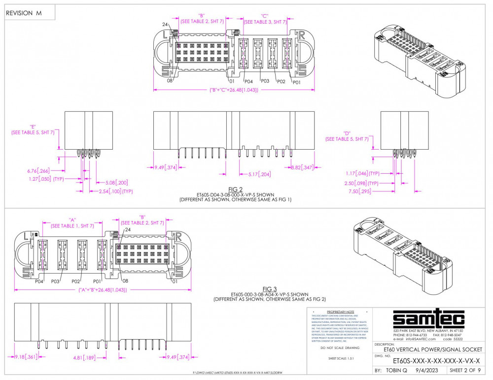 Samtec ET60 drawing sheet 2