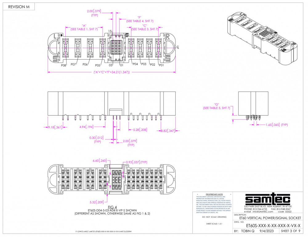 Samtec ET60 drawing sheet 3
