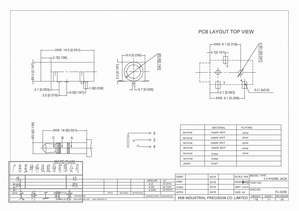 PJ-320B-SMT technical drawing page