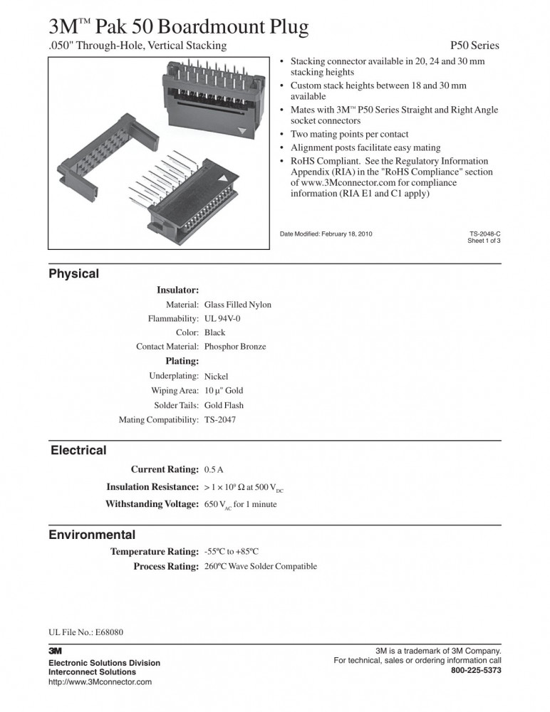3M P50-050P-S24-EA technical document page 1