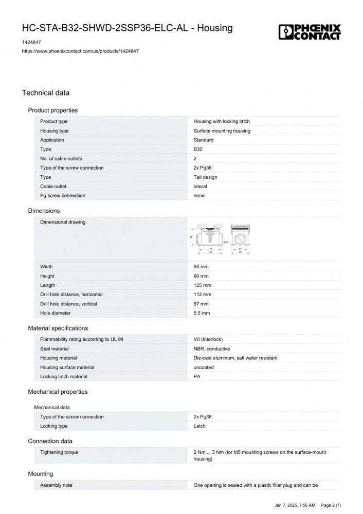 Phoenix Contact 1424847 technical document page 2