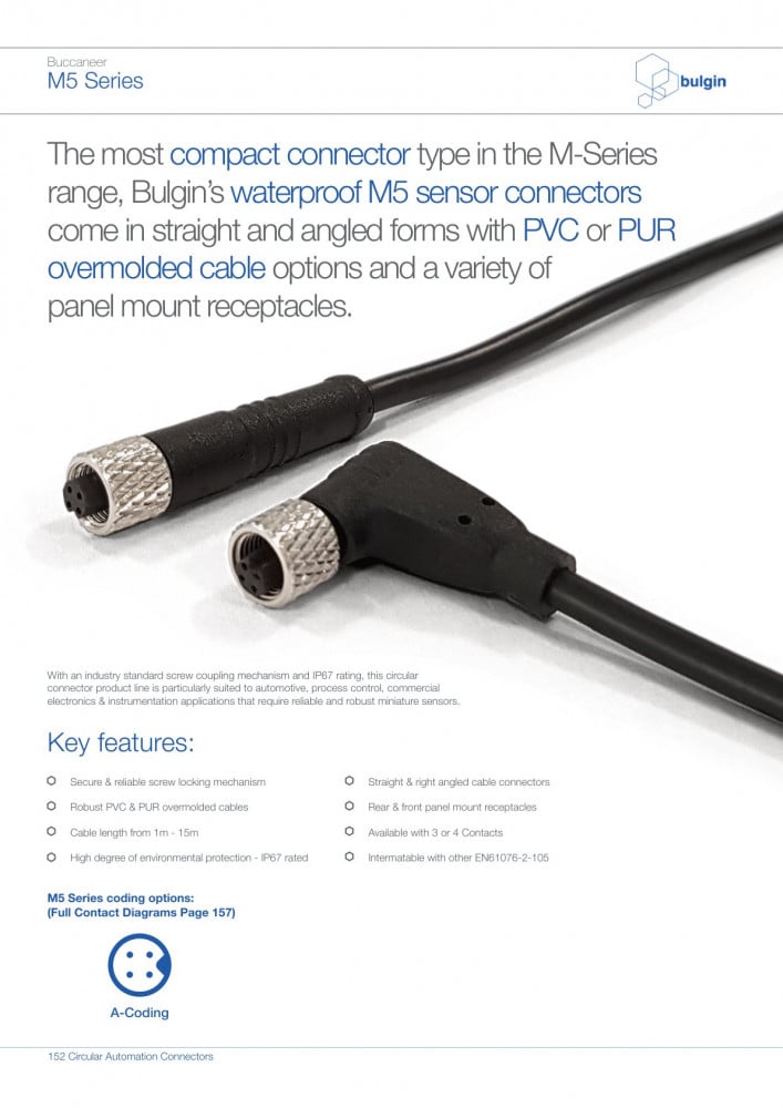 Bulgin M5 connector documentation page 1
