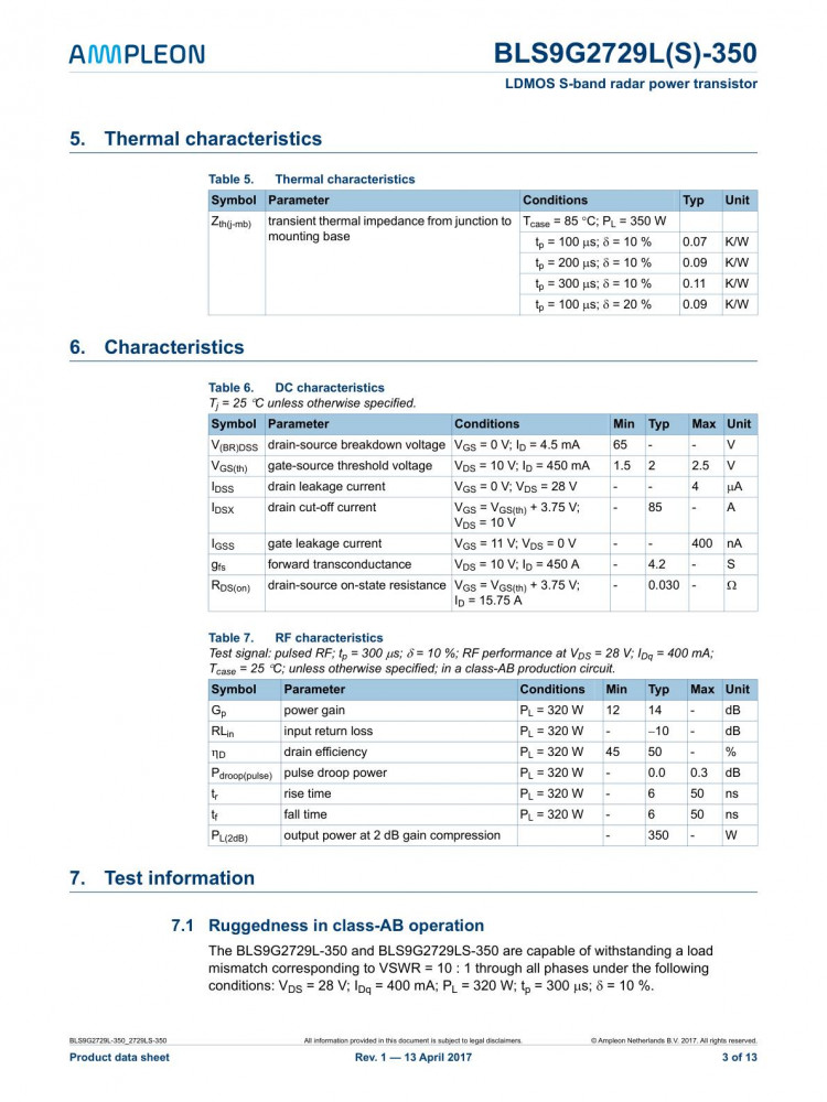 BLS9G2729L-350 datasheet page 3