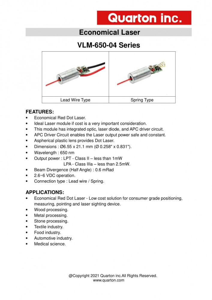 VLM-650-04 series technical document page 1