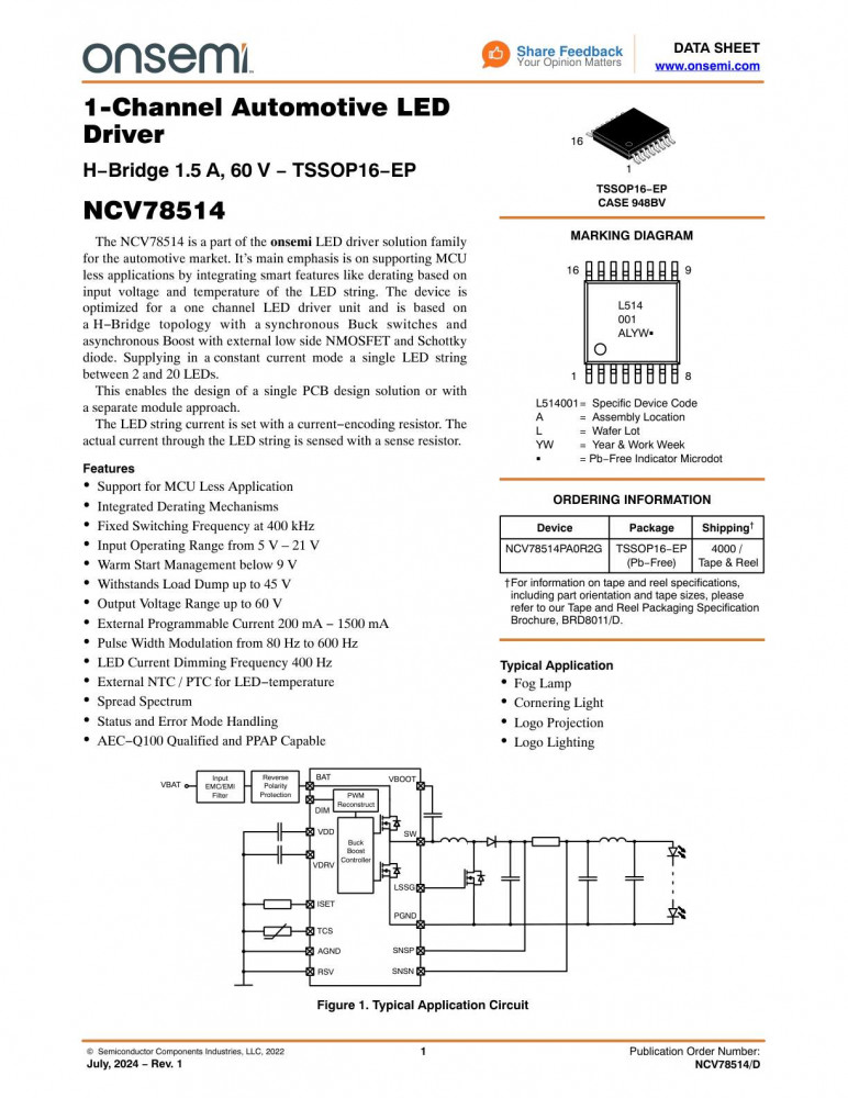 NCV78514 technical document page 1