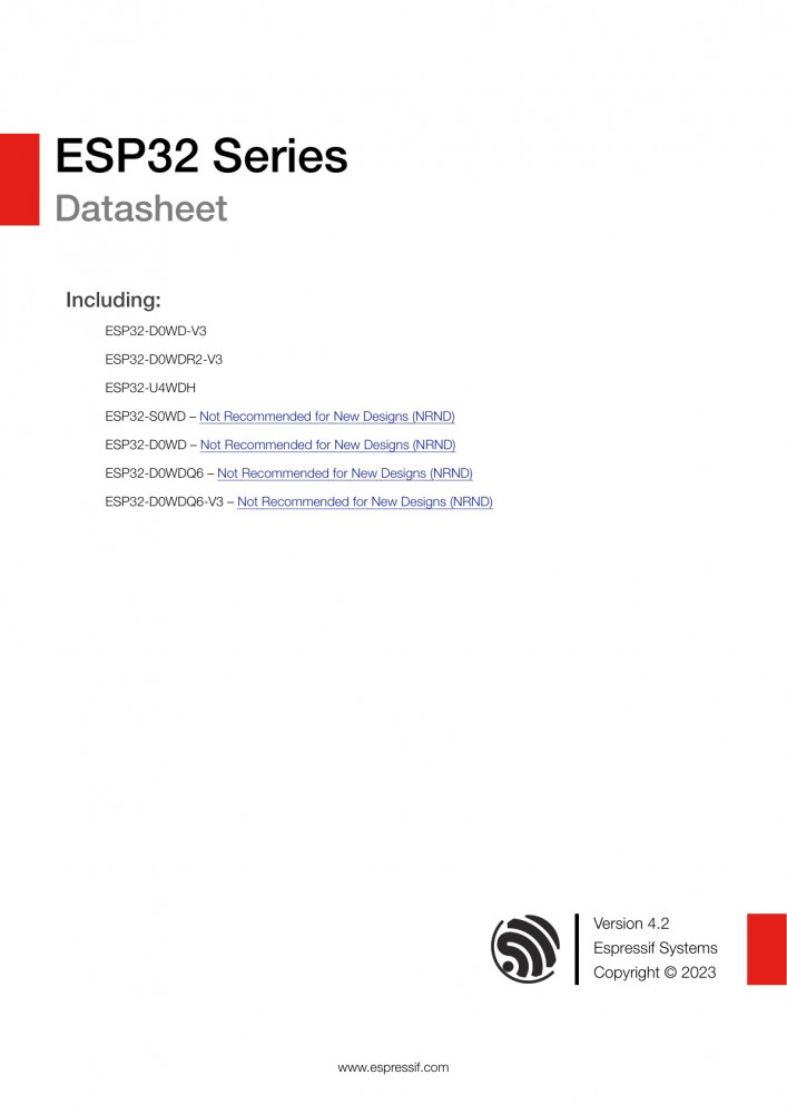 ESP32 series datasheet page 1