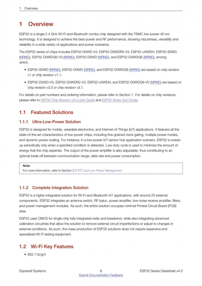 ESP32 series datasheet page 8