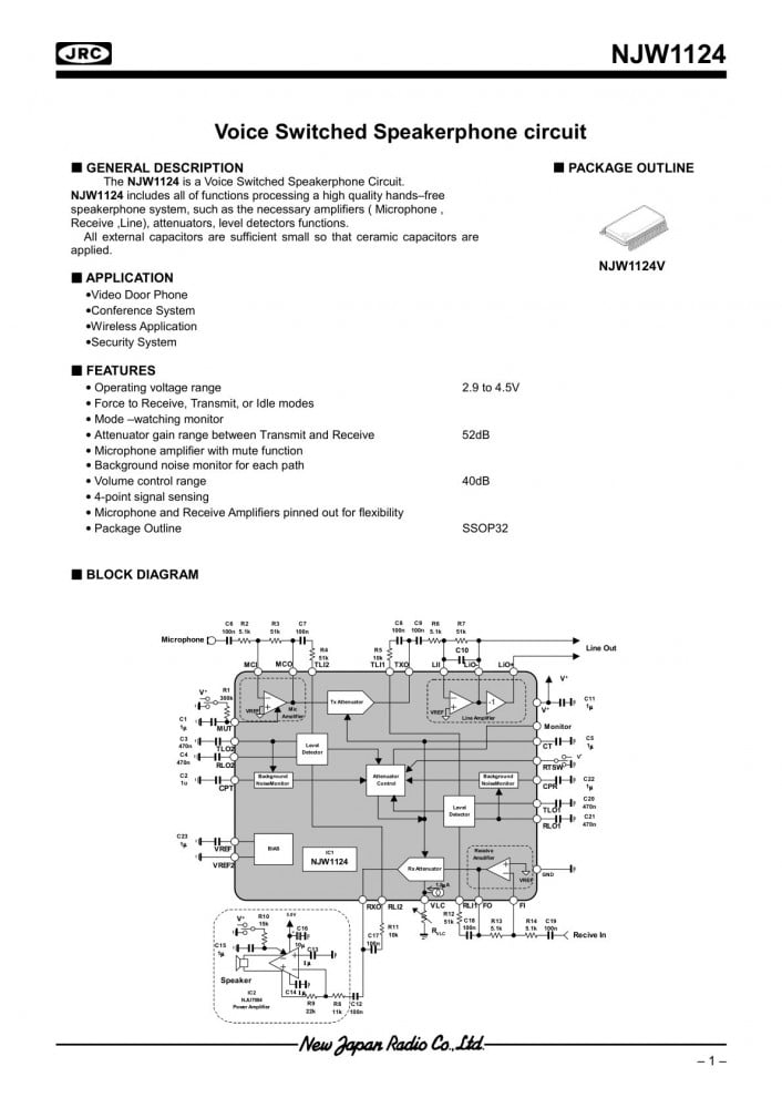 NJW1124V-TE1 datasheet page 1