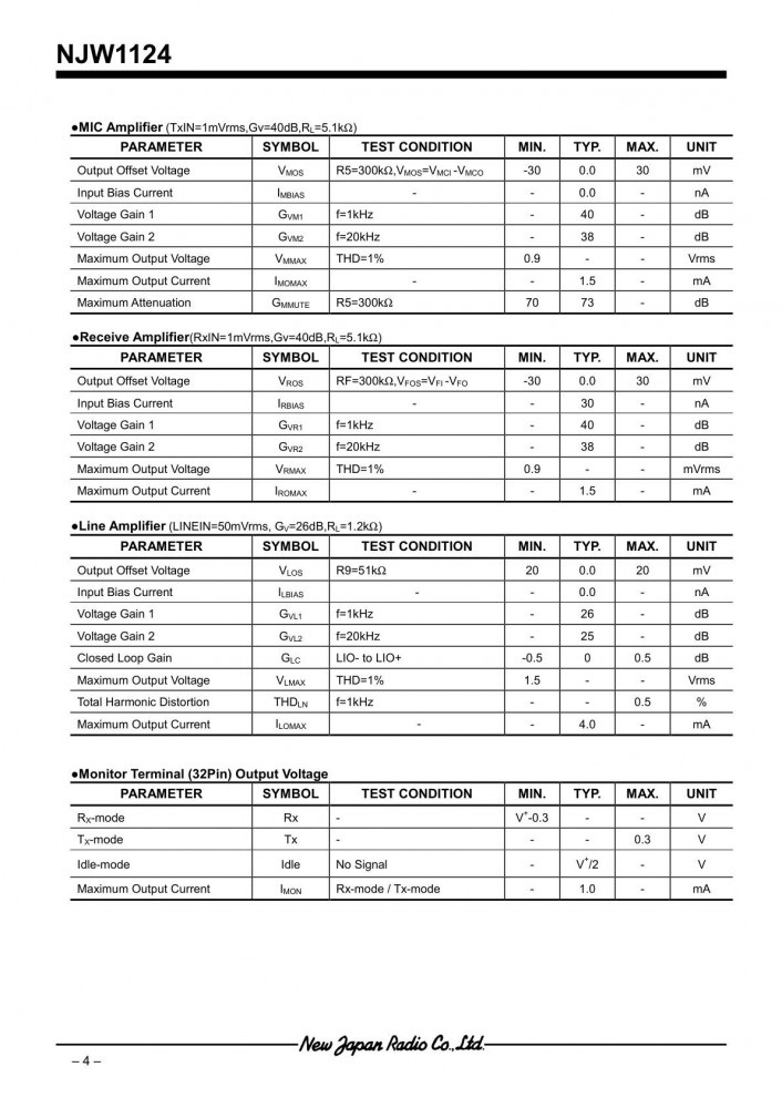 NJW1124V-TE1 datasheet page 4