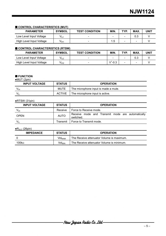 NJW1124V-TE1 datasheet page 5