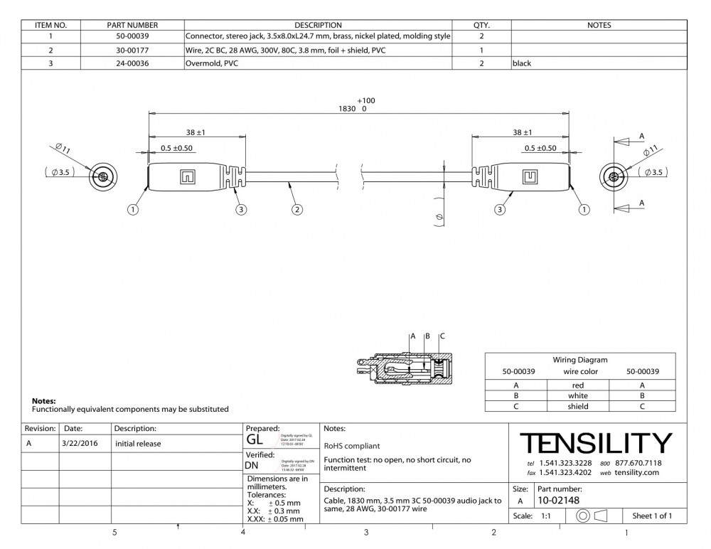 Tensility International 10-02148 product drawing