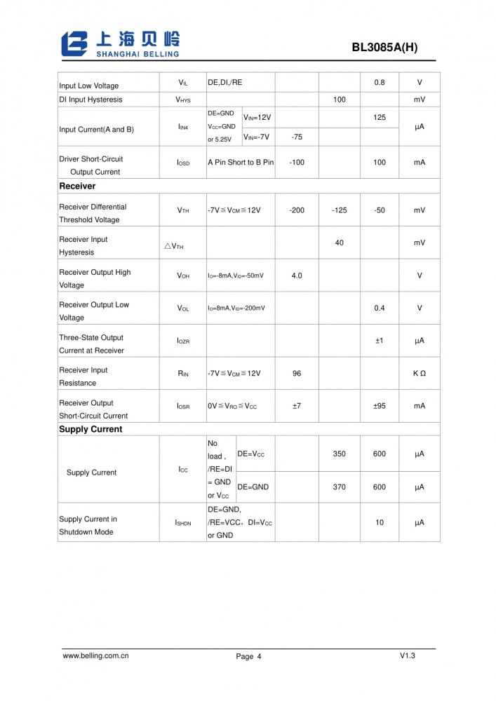 BL3085A(H) datasheet page 4