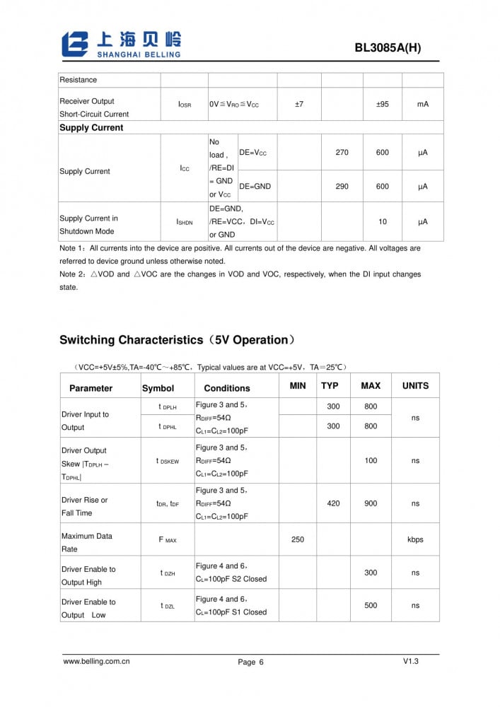 BL3085A(H) datasheet page 6