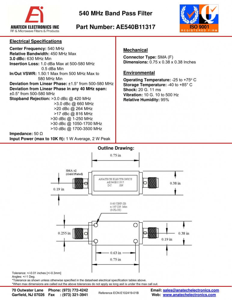 AE540B11317 technical document page 1