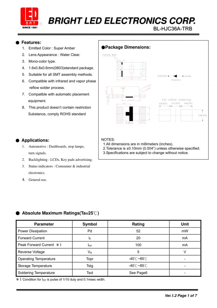 BL-HJC36A-TRB datasheet page 1