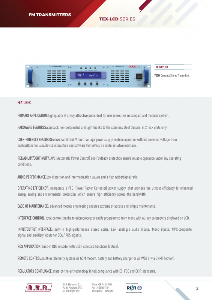 TEX702LCD product documentation page 2