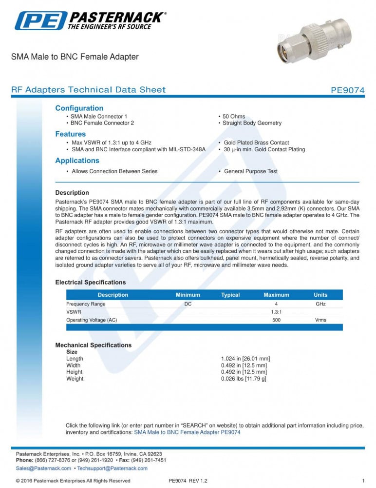 PE9074 technical document page 1