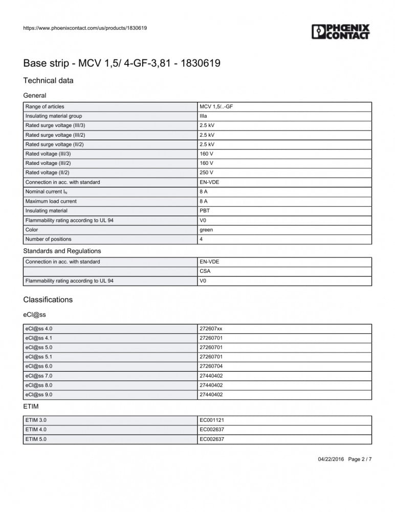 Phoenix Contact 1830619 product documentation page 2