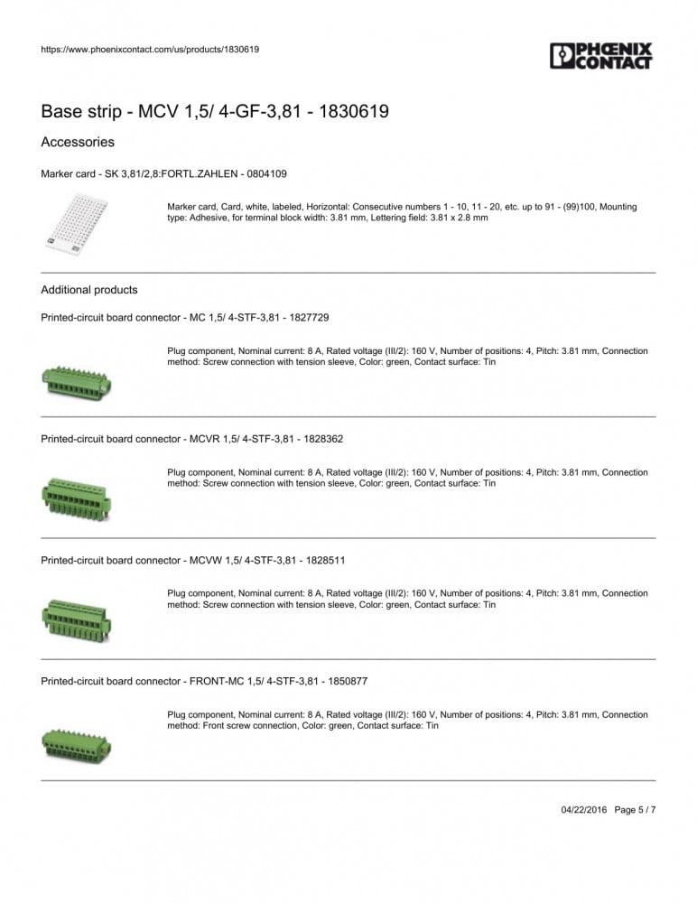 Phoenix Contact 1830619 product documentation page 5
