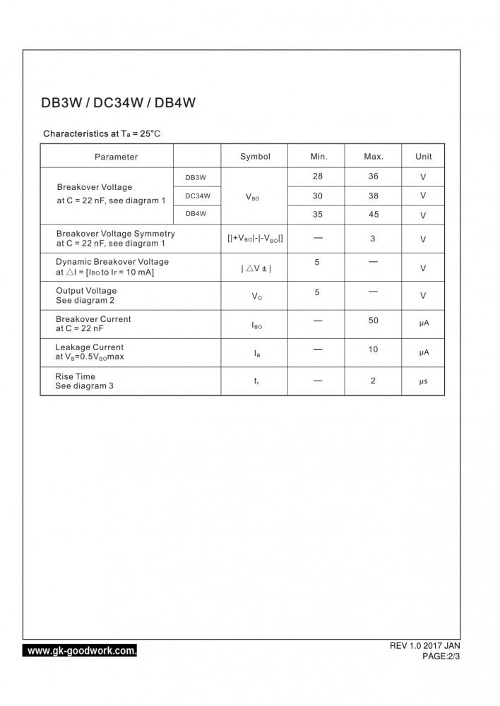 GOODWORK DB3W datasheet page 2