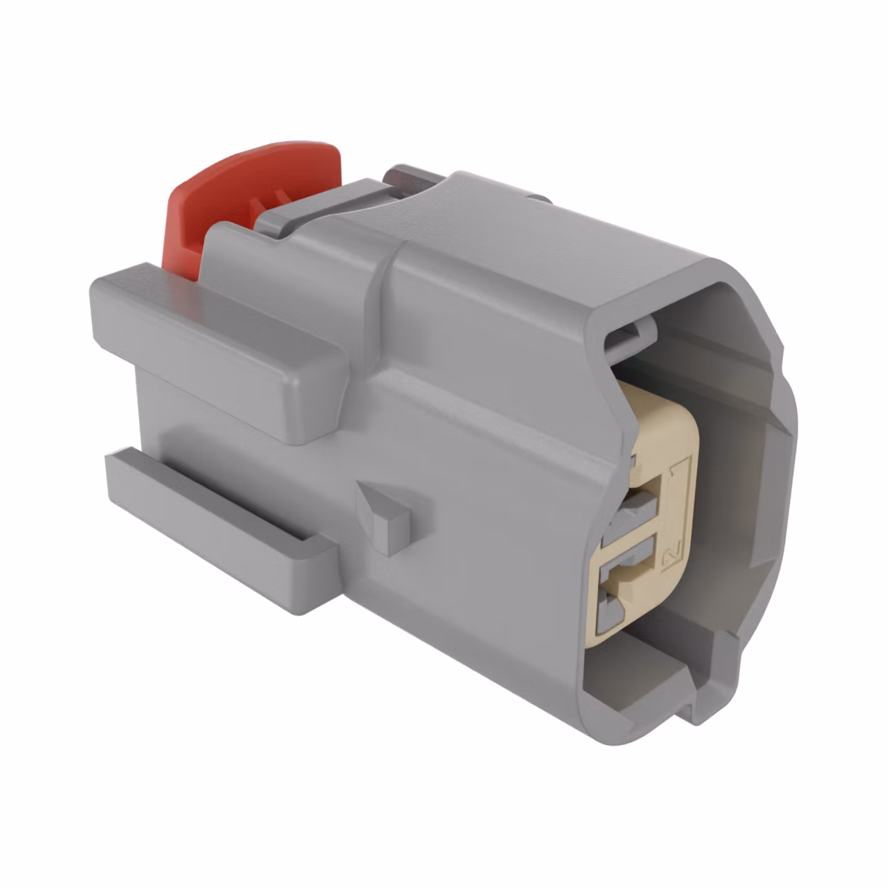 MX150 Cable-Sealed Female Connector Assembly, Single Row, 2 Circuits, Keying Option B, with Connector Position Assurance and Clipslot, Light Gray for sale