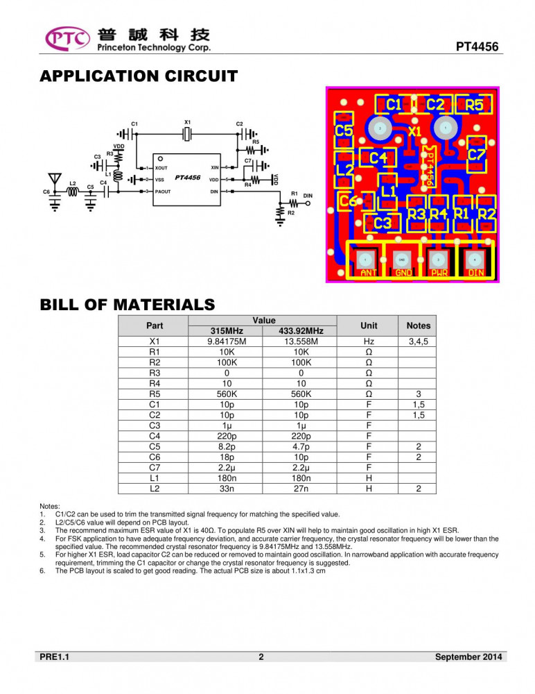 PT4456 technical document page 2