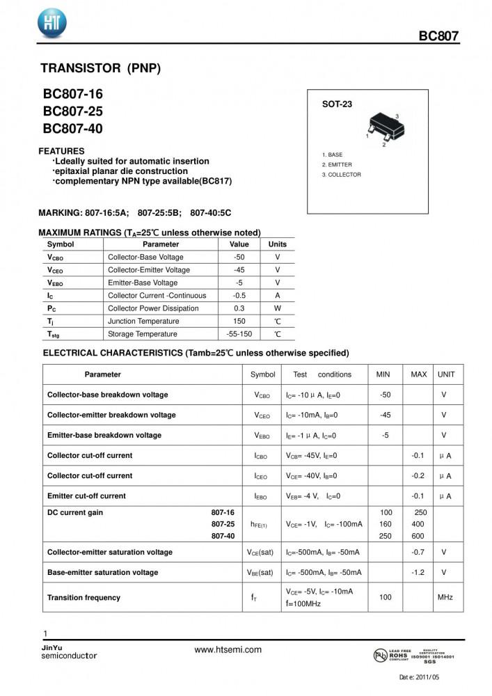 BC807-40 technical document page 1