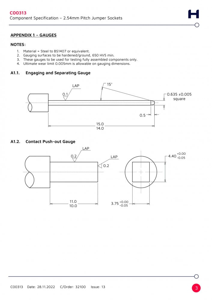 Harwin C00313 specification page 3