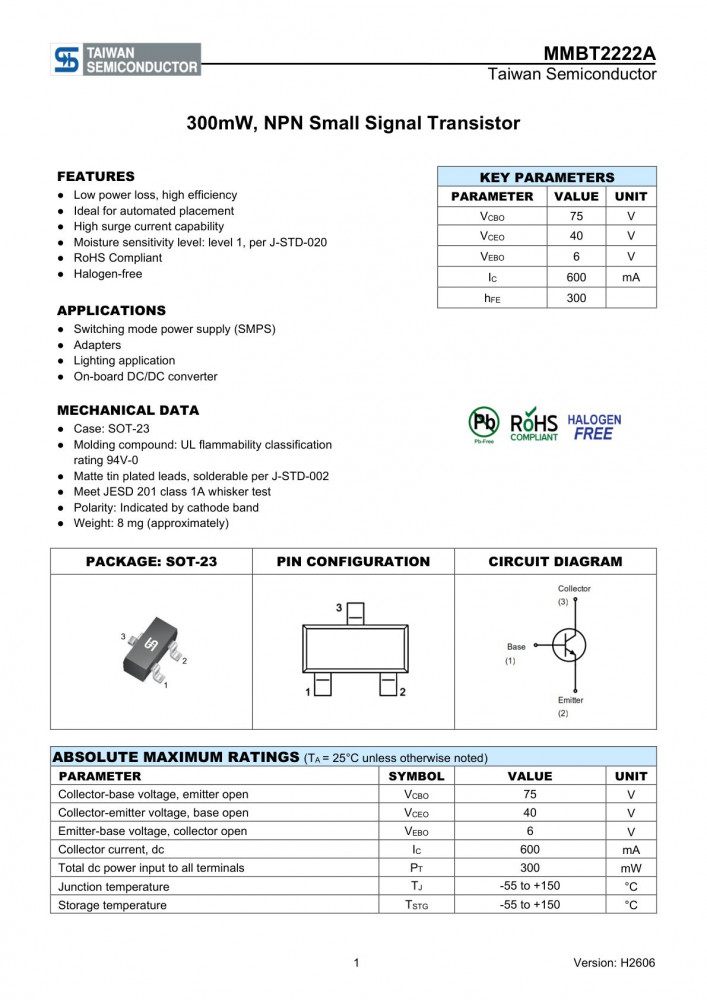 MMBT2222A datasheet page 1