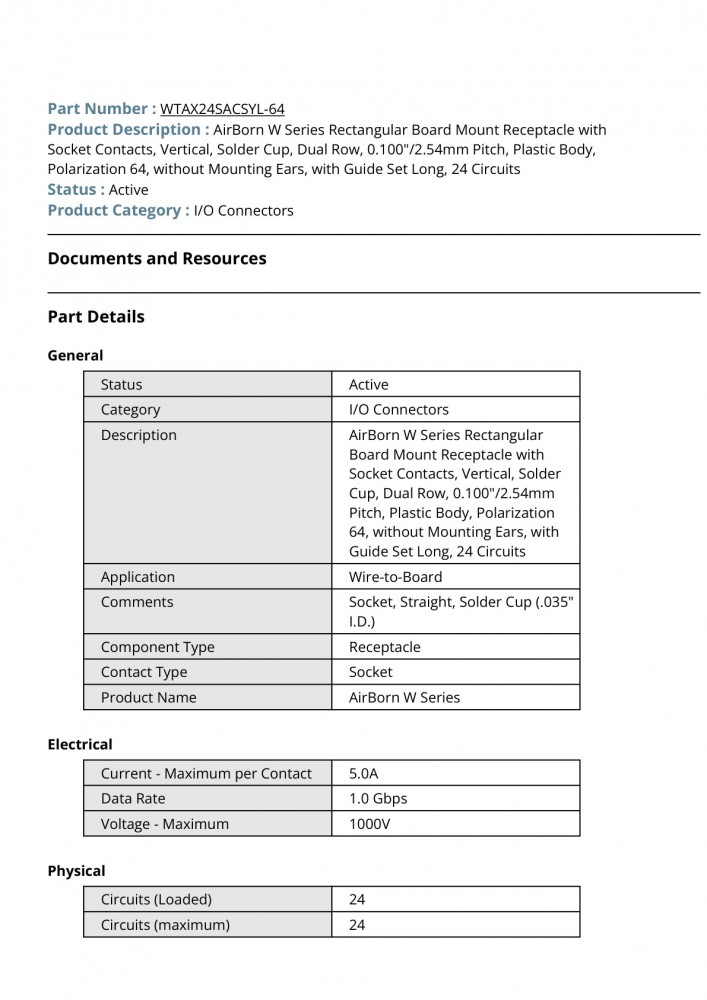 WTAX24SACSYL-64 technical document page 1