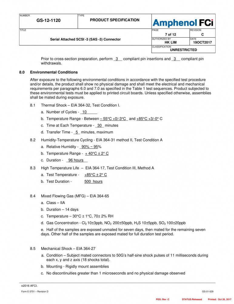 Amphenol SAS-3 connector specification page 7