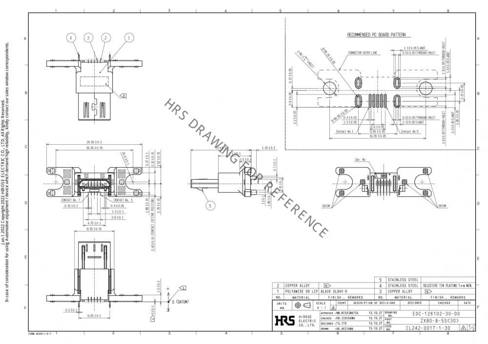 HRS ZX80-B-5S(30) technical drawing page 1