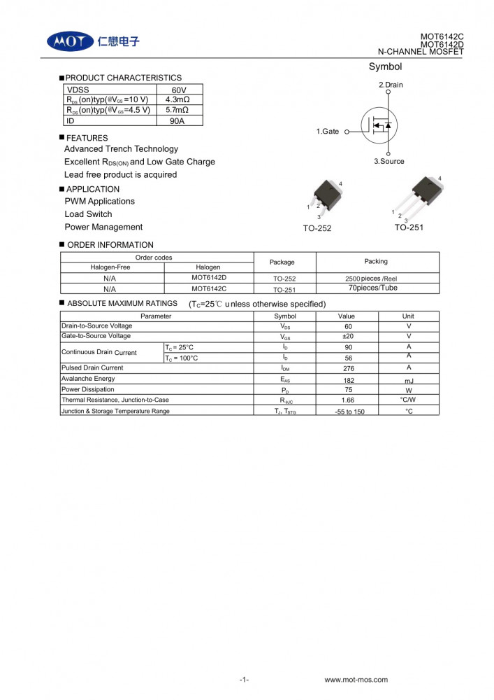 MOT6142D datasheet page 1