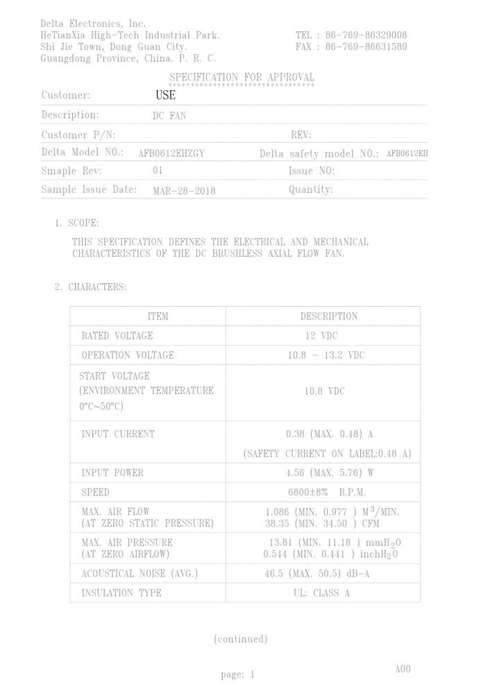 AFB0612EHZGY specification page 3