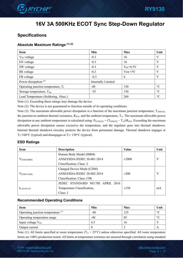 RY9130 datasheet page 3
