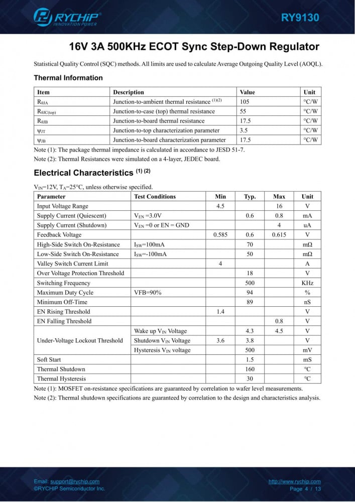 RY9130 datasheet page 4